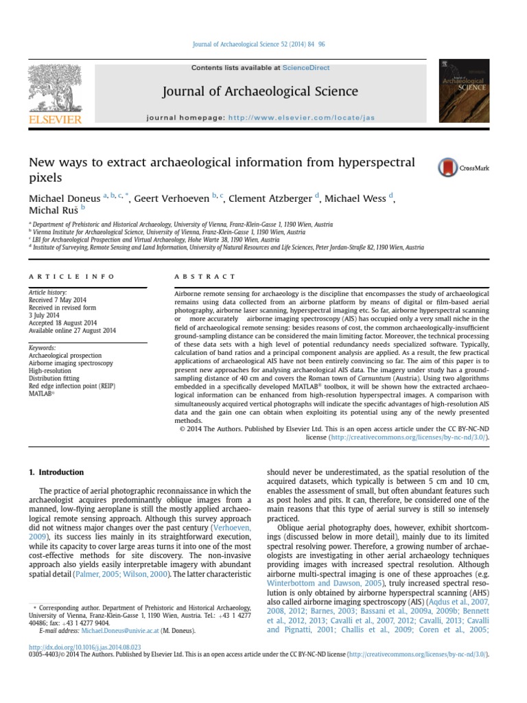 Journal of Archaeological Science: Michael Doneus, Geert Verhoeven ...