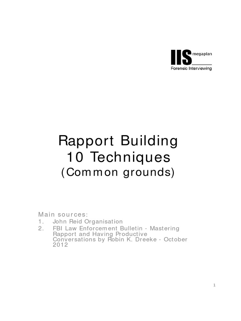 Rapport Building 10 Points | PDF | Body Language | Action (Philosophy)