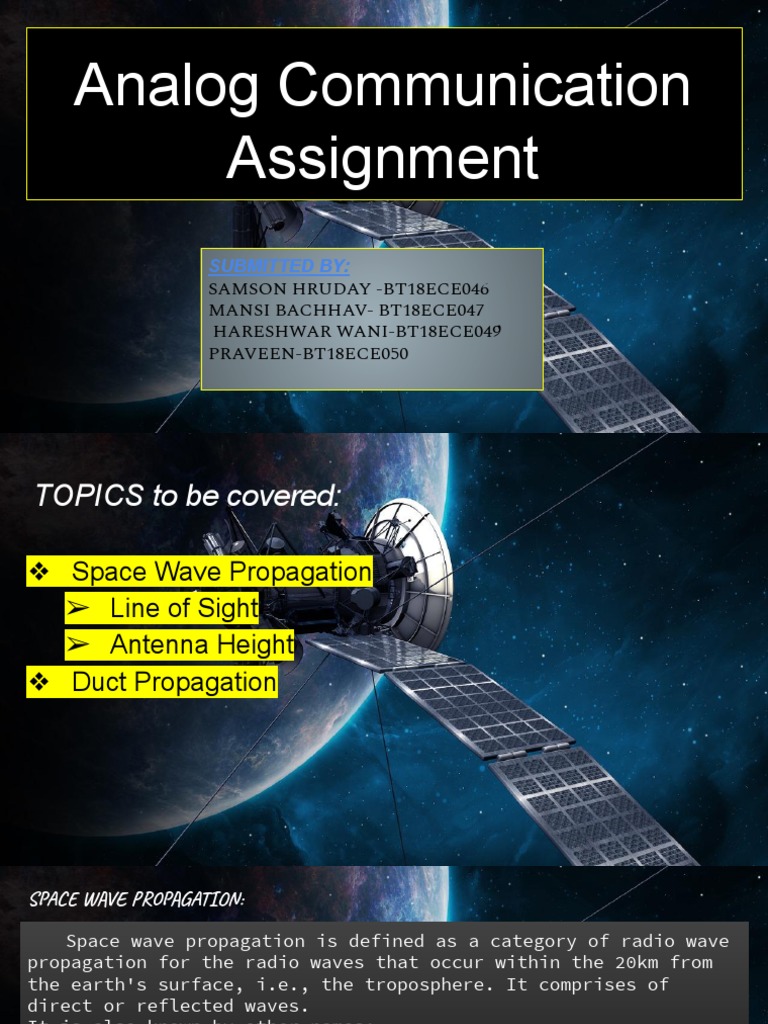 Analyzing Analog Communication Techniques: Space Wave Propagation, Line of Sight Propagation ...