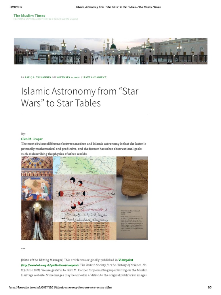 Glen Cooper, Islamic Astronomy From "Star Wars" To Star Tables - The ...