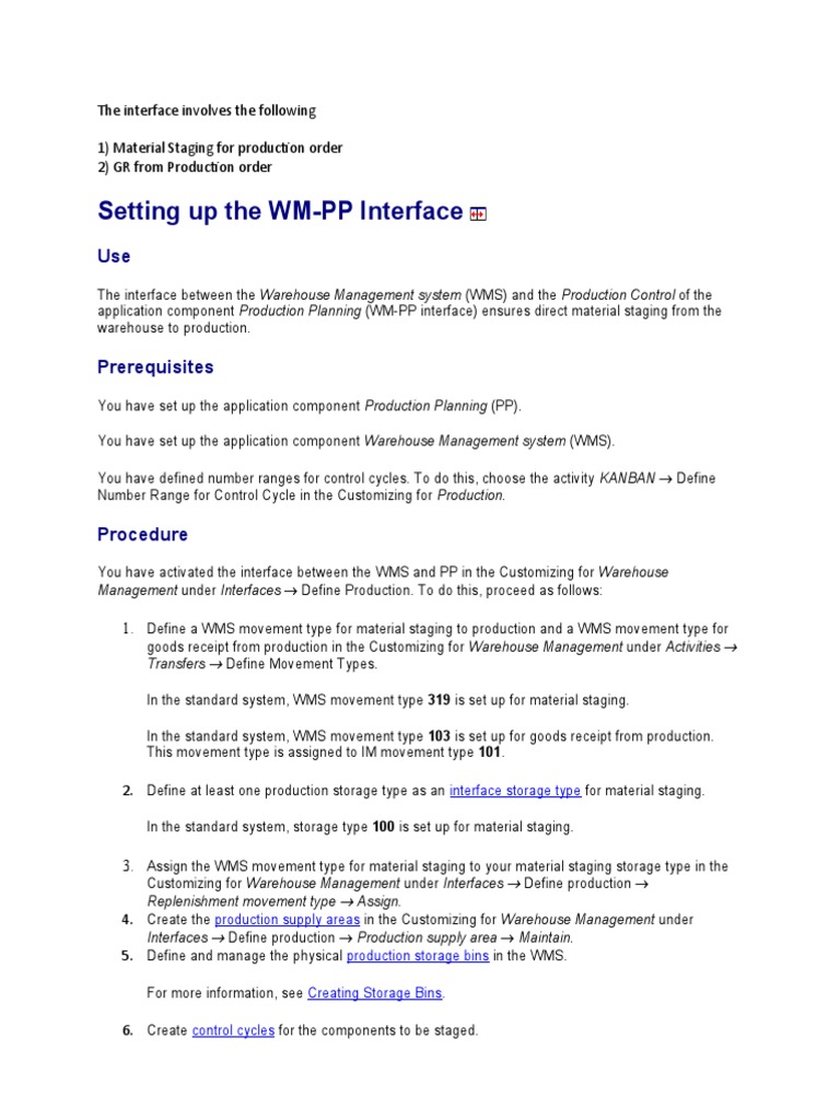 WM-PP Interface | PDF | Warehouse | Interface (Computing)
