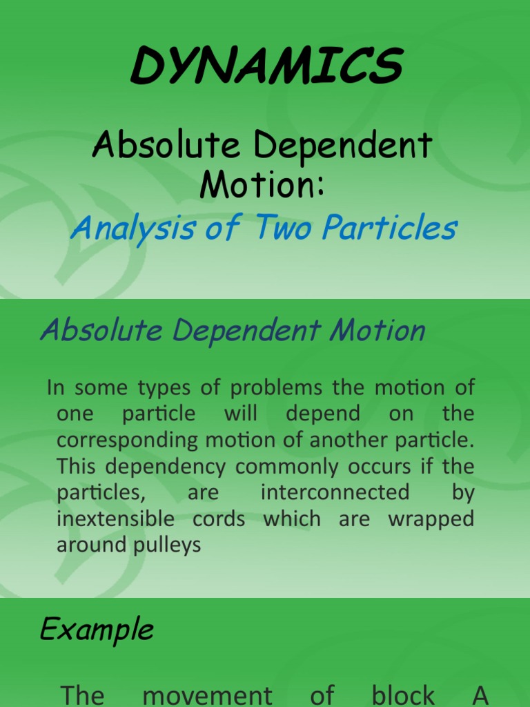 Dynamics: Absolute Dependent Motion | PDF | Equations | Velocity