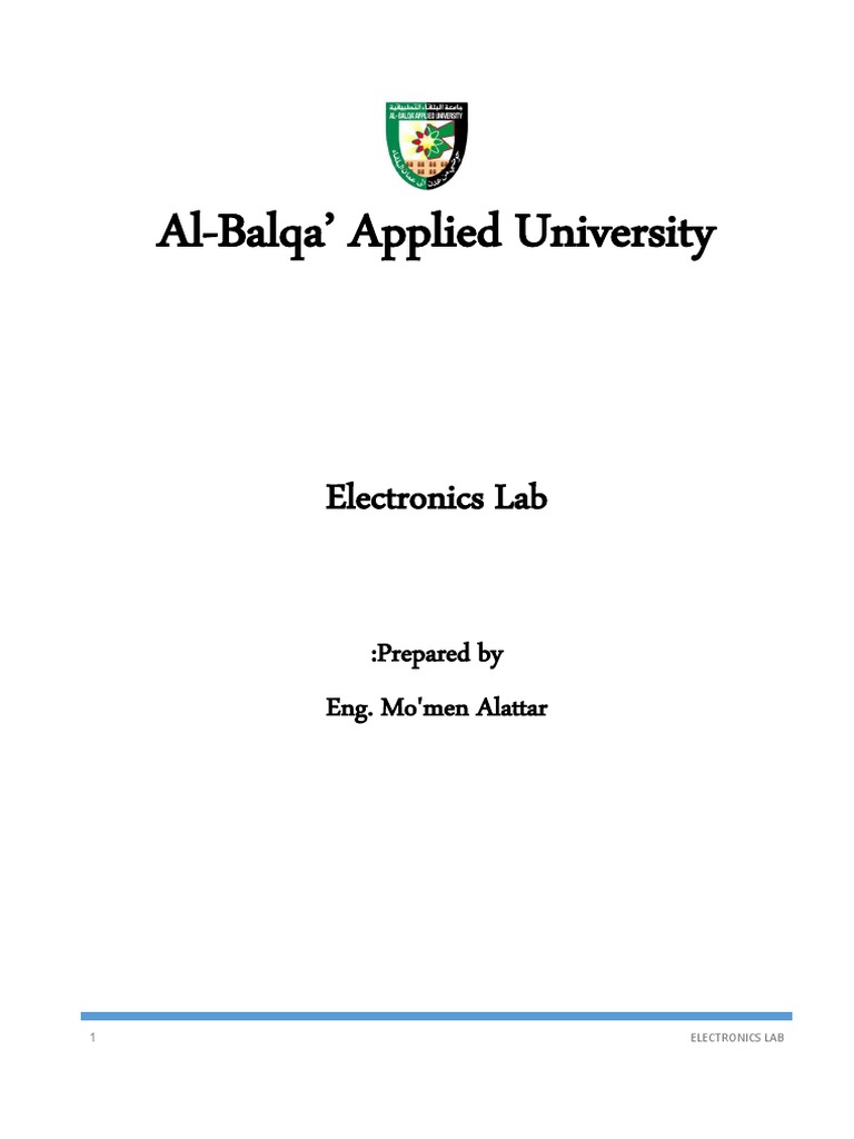 Al-Balqa' Applied University: Electronics Lab | PDF | Rectifier | Amplifier