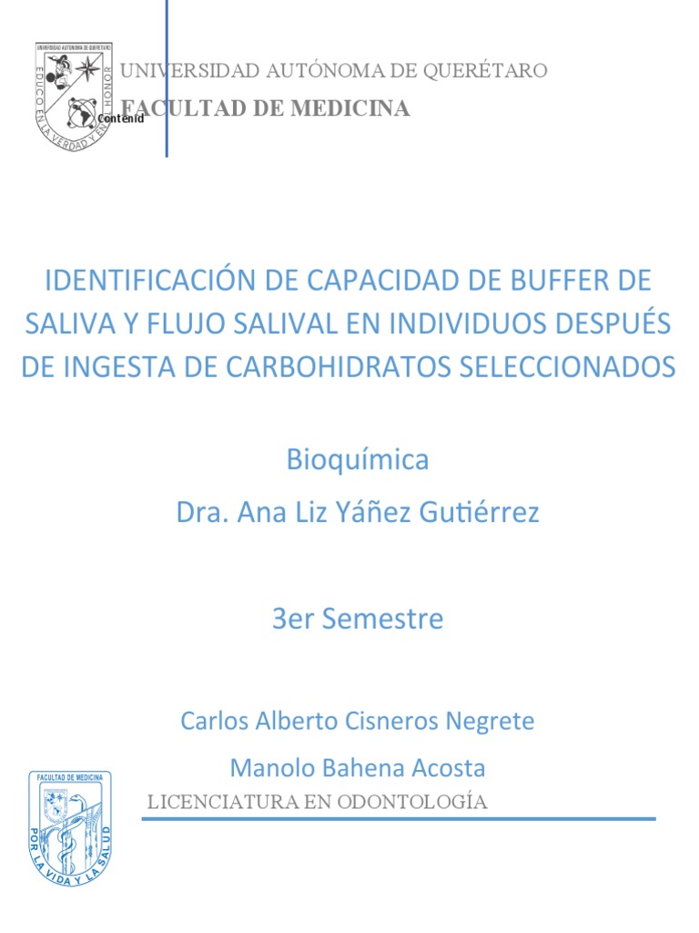 INTRODUCCIÓN Capacidad Buffer | PDF | Solución tampón | Saliva