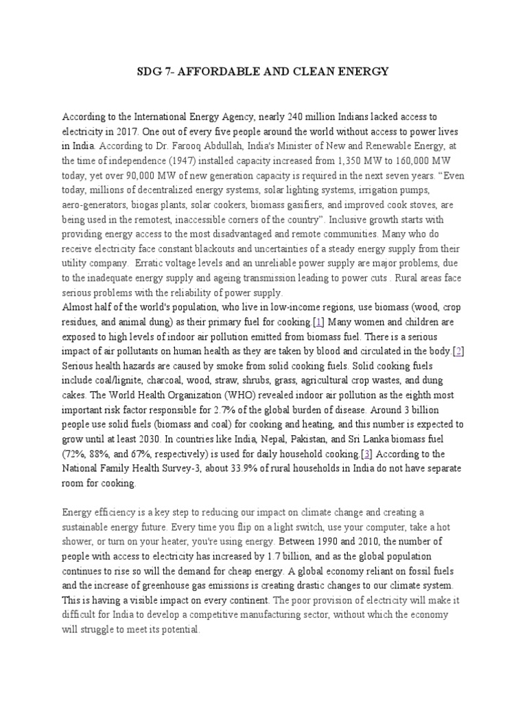 SDG 7 - Affordable and Clean Energy | Download Free PDF | Renewable ...