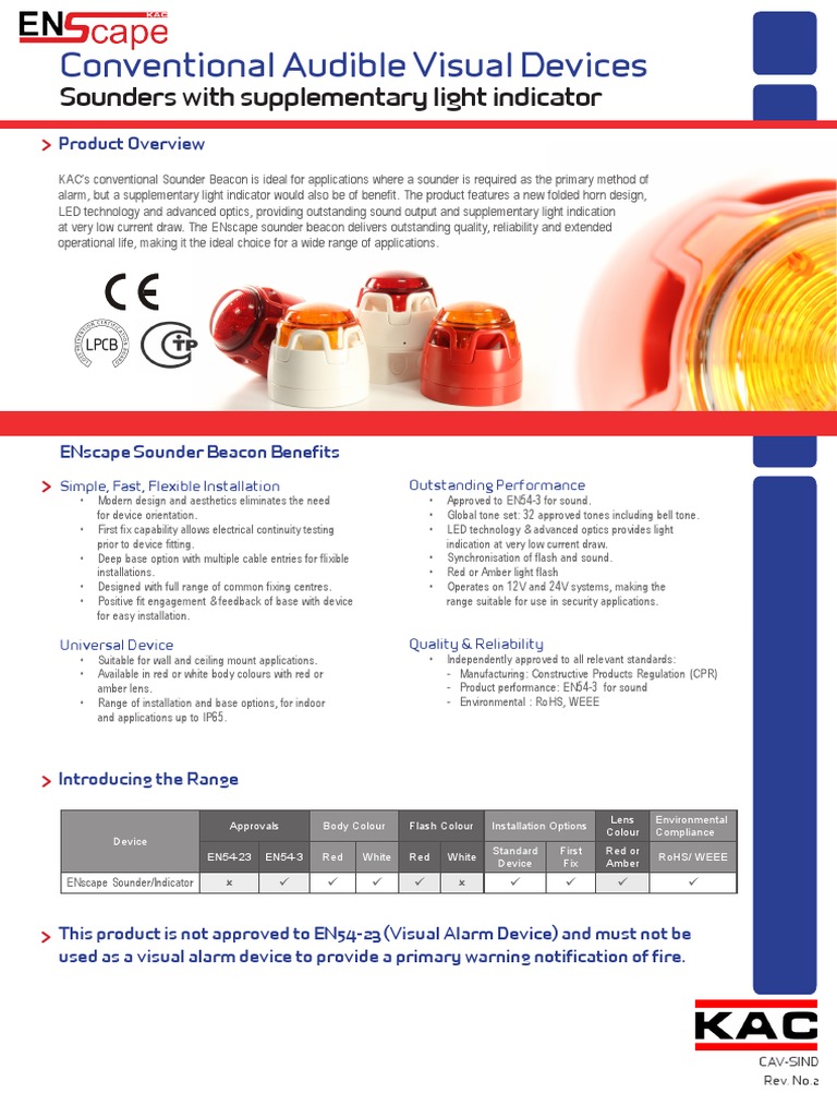 Conventional Audible Visual Devices: Sounders With Supplementary Light ...