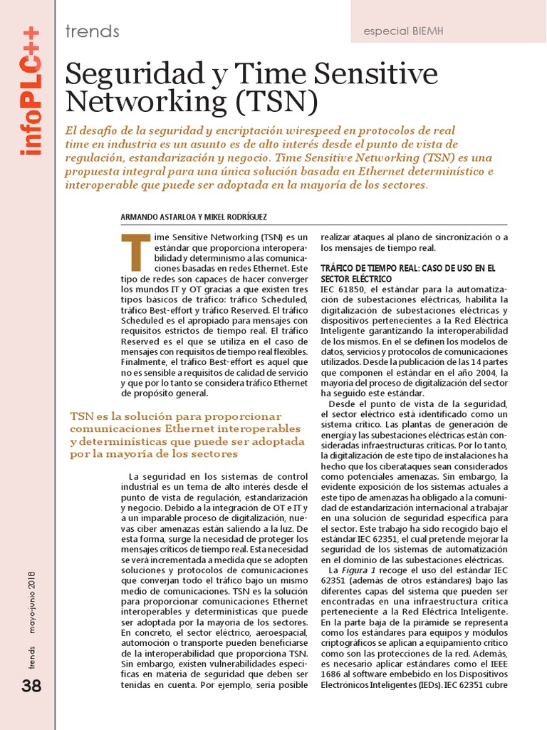 Seguridad y Time Sensitive Networking (TSN) | PDF | Ethernet | Red de computadoras