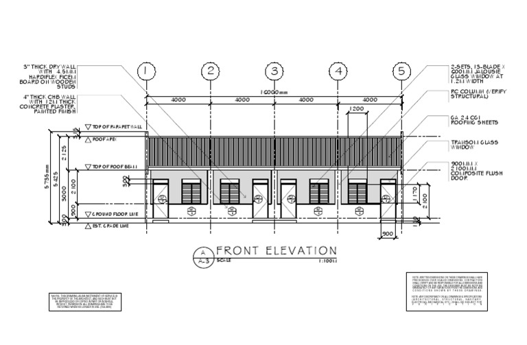 Basic Class Room Elevation | PDF | Wall | Civil Engineering