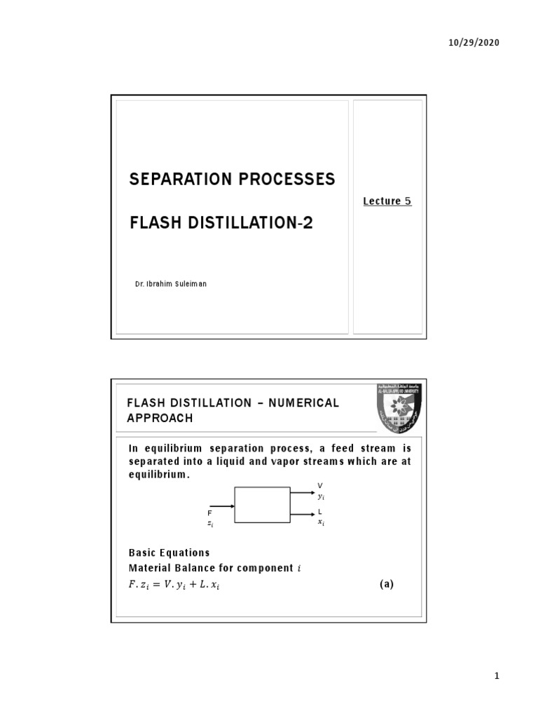 Separation Processes Flash Distillation-2 | PDF | Distillation | Gases
