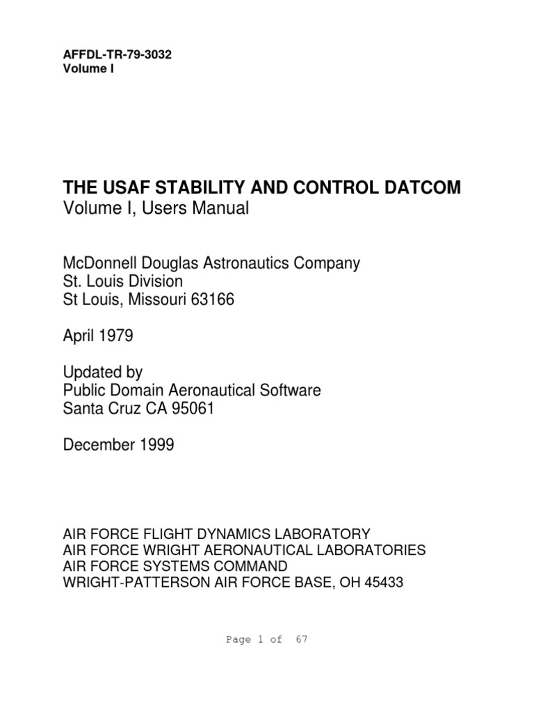 Digital Datcom Users Manual 1.2 | PDF | Computers