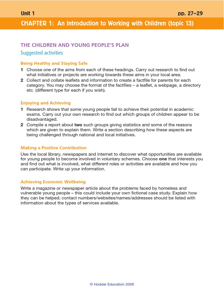 CHAPTER 1: An Introduction To Working With Children (Topic 13) | PDF