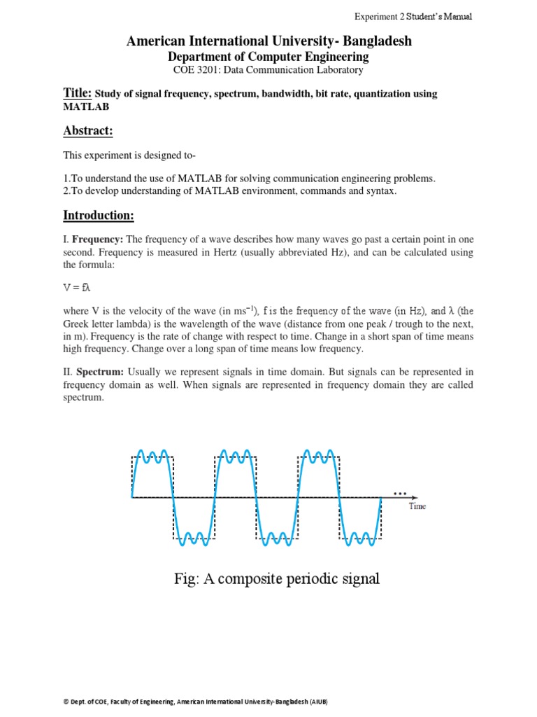 Data Communication EXP 2 Student Manual | PDF | Bit Rate | Frequency
