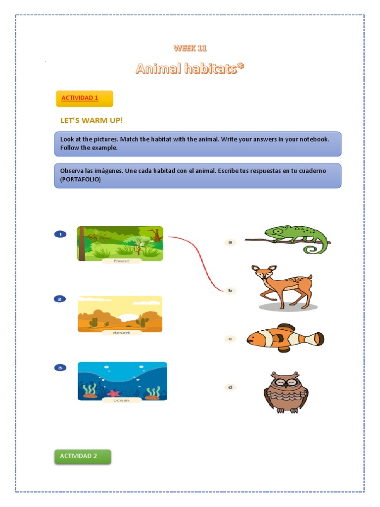 Ingles Animal Habitats | PDF