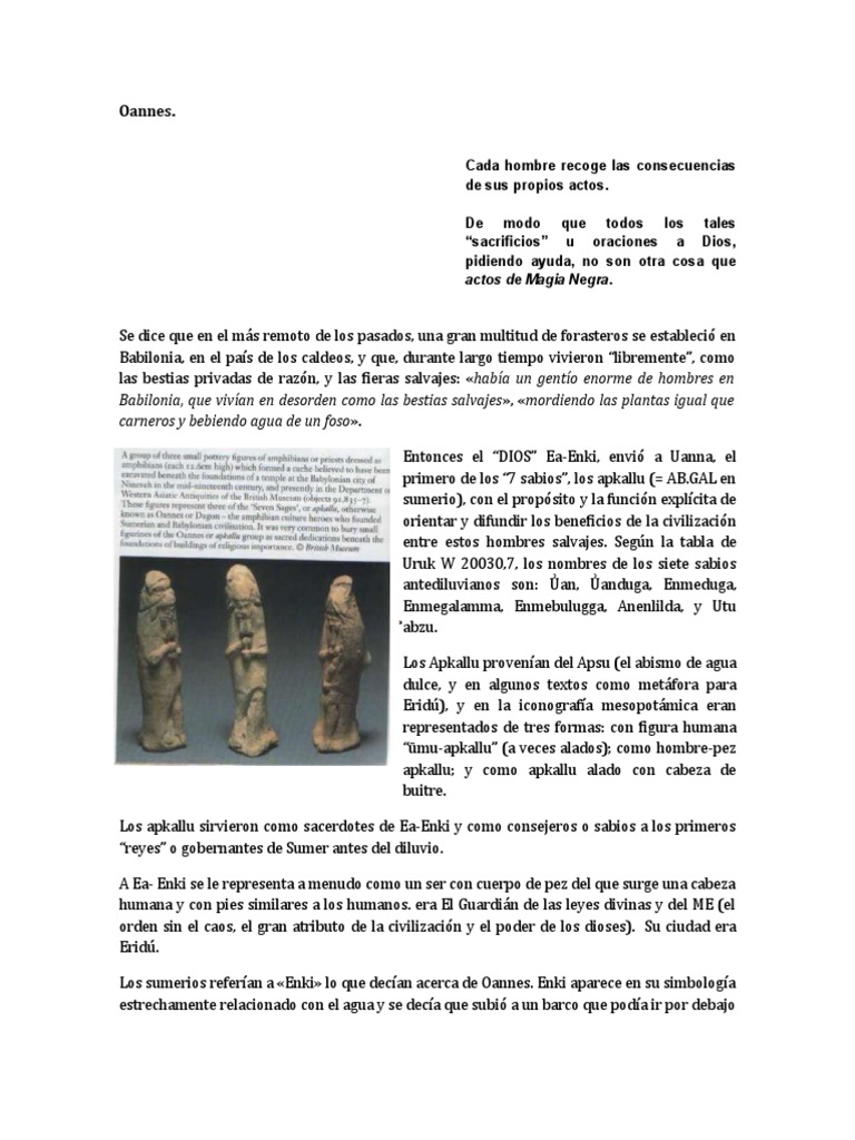 Oannes | Descargar gratis PDF | Sumeria | Mitología