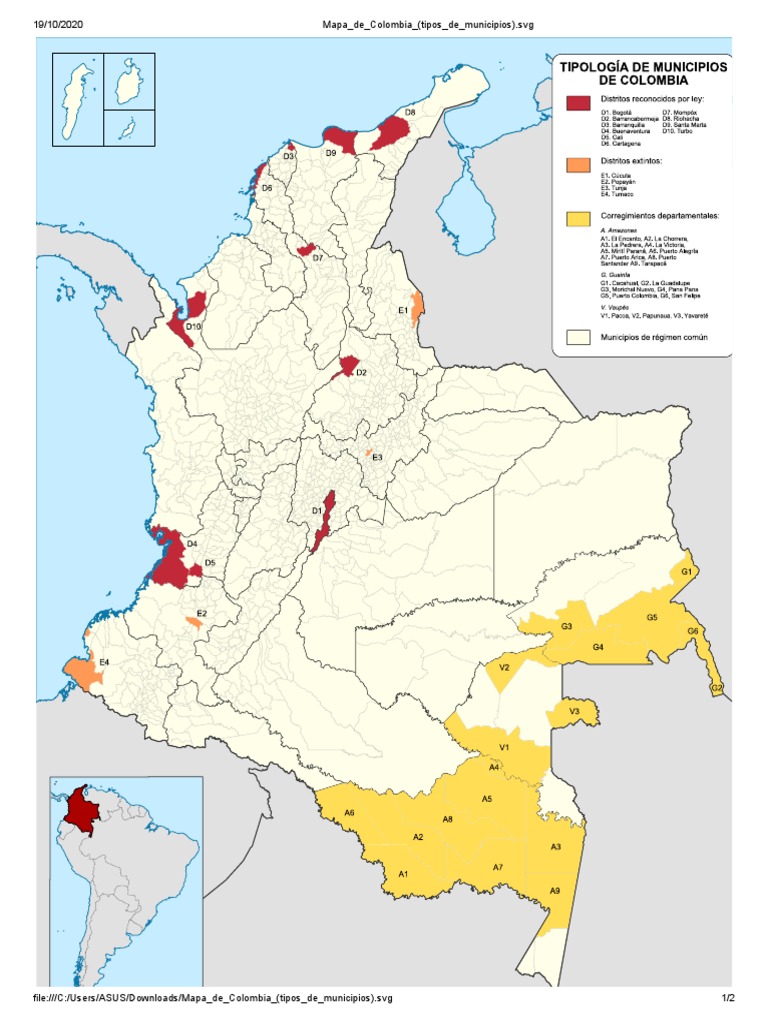 Mapa de Colombia (Tipos de Municipios) PDF | PDF