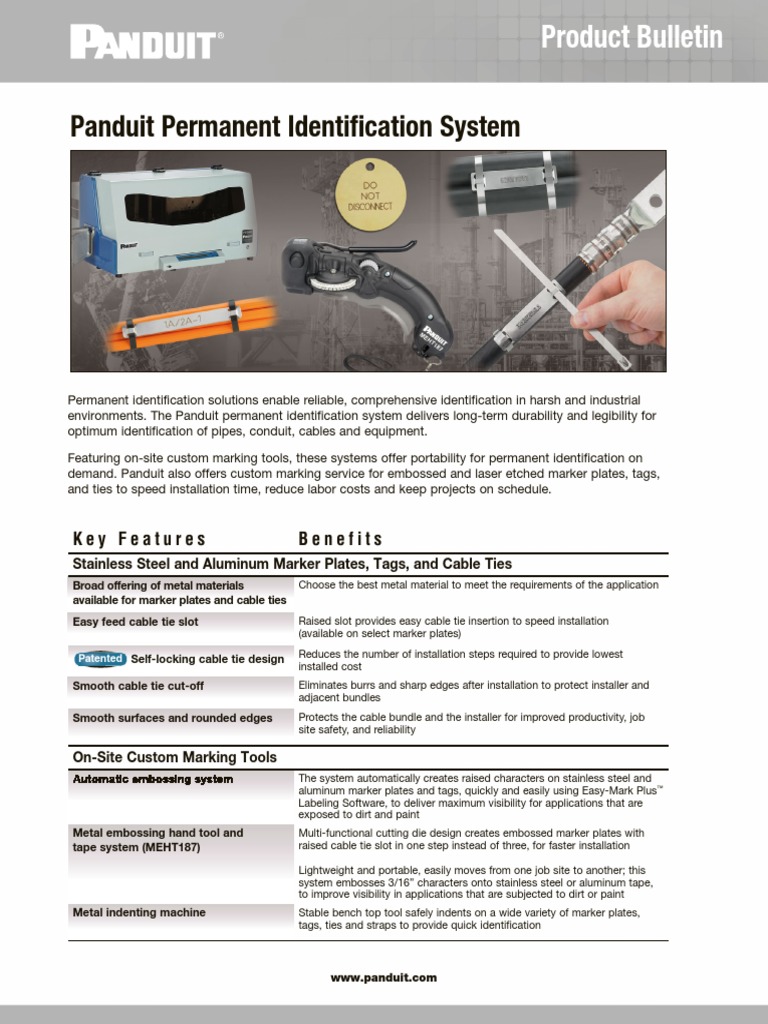 Panduit Marcaje en Acero Inoxidable Permanente | PDF | Pipe (Fluid ...