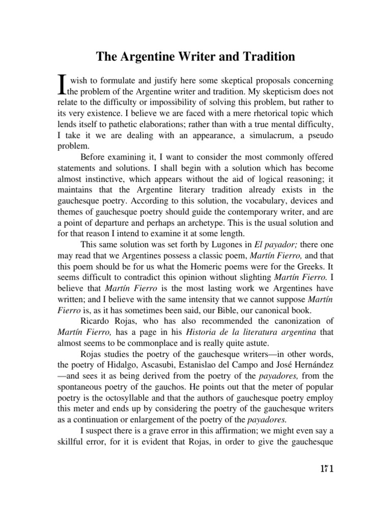 The Argentine Writer and Tradition | PDF | Rudyard Kipling | Writers