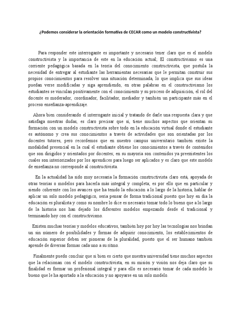 Ensayo Cecar y El Constructivismo | PDF | Constructivismo (filosofía de ...