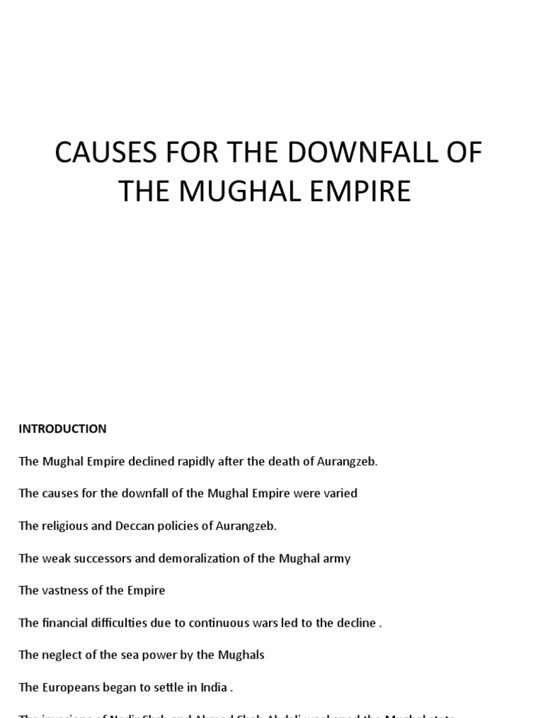 Causes of the Mughal Empire's Decline | PDF | Mughal Empire | South Asia