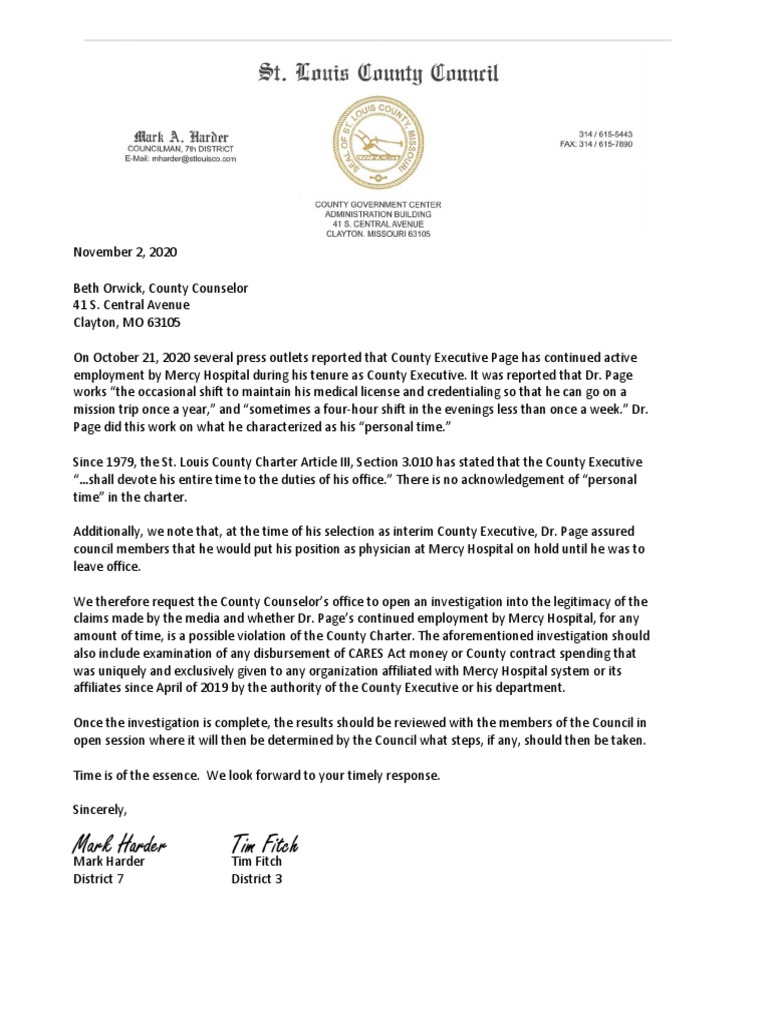 Letter Requesting Charter Investigation | PDF