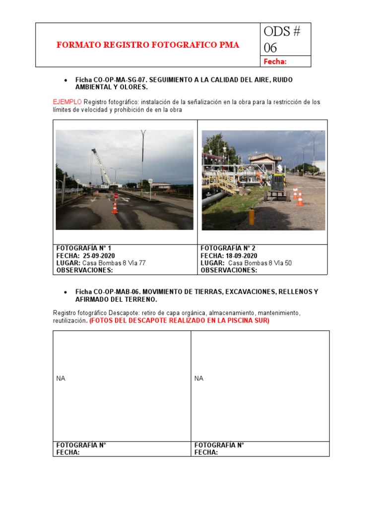 Anexo 2. Formato Registro Fotografico Pma | PDF | Cuestiones ambientales | Entorno natural