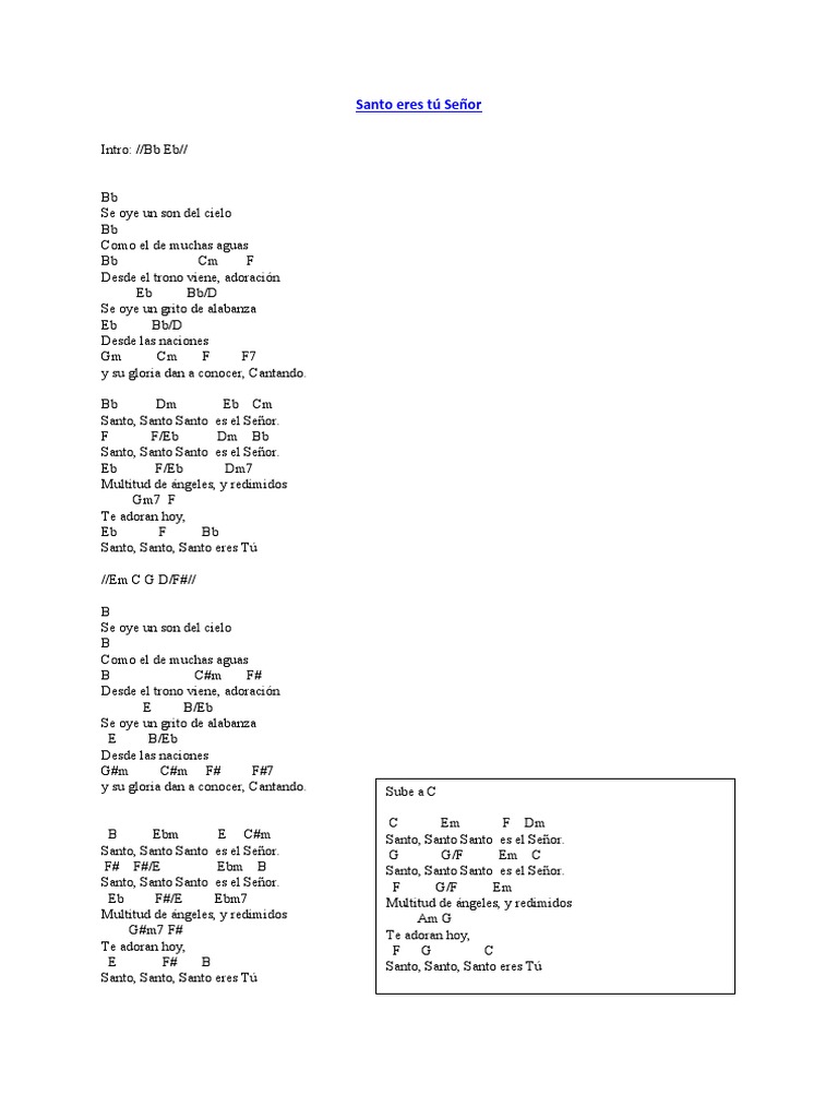 Santo Eres Tú Señor | PDF