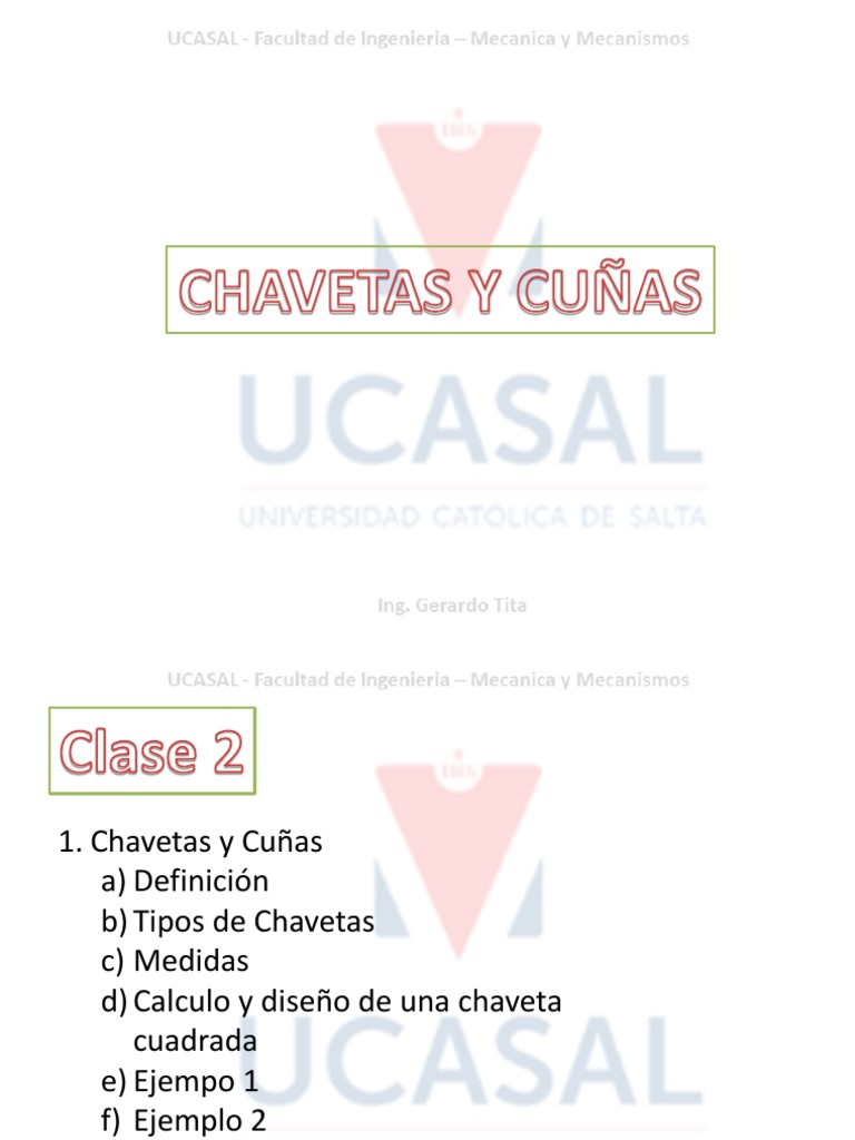 Clase Nro 2 - Chavetas y Cuñas - 1era Parte | PDF | Mecánica | Esfuerzo ...