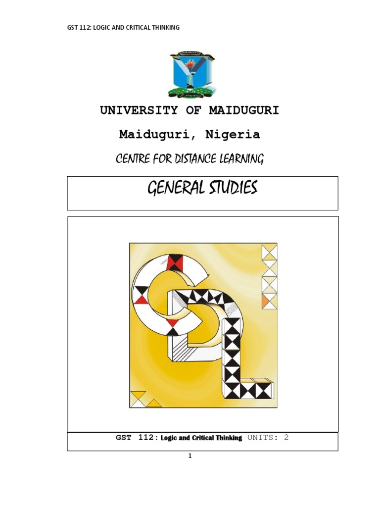 GST 112 Logic and Critical Thinking PDF | PDF | Argument | Logical Consequence