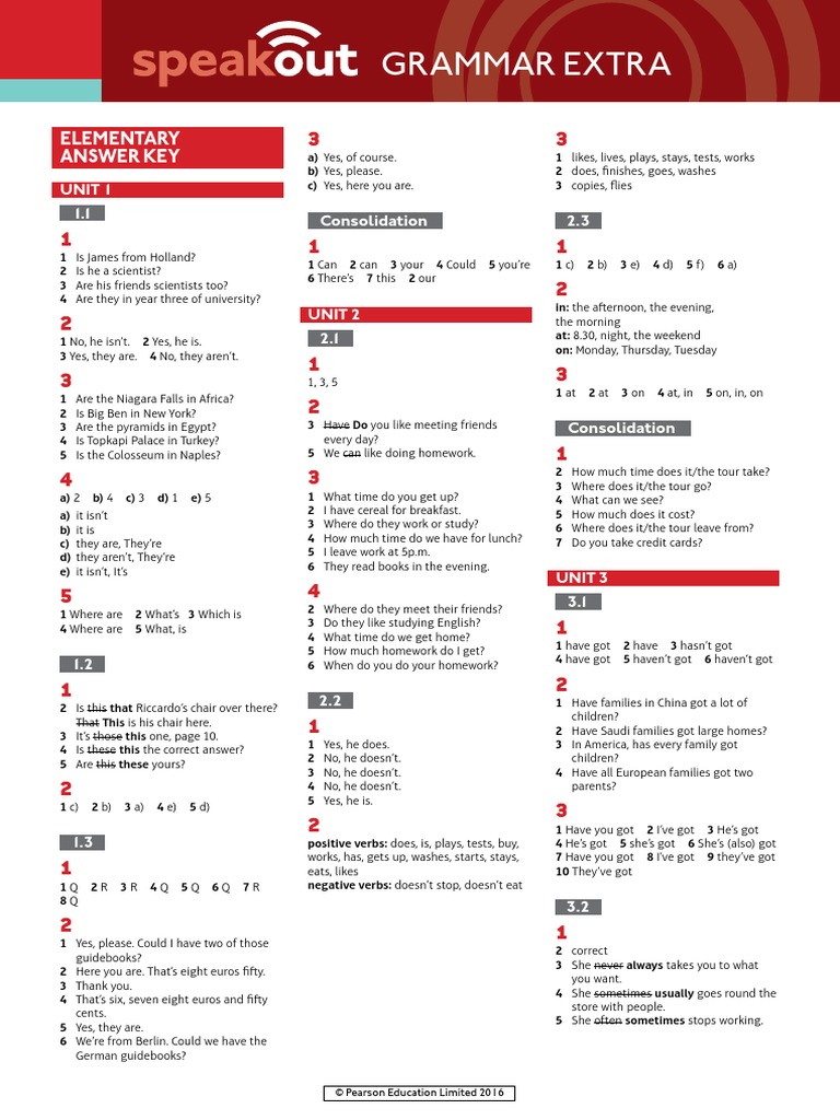 Grammar Extra: Elementary Answer Key | PDF | Food And Drink | Foods