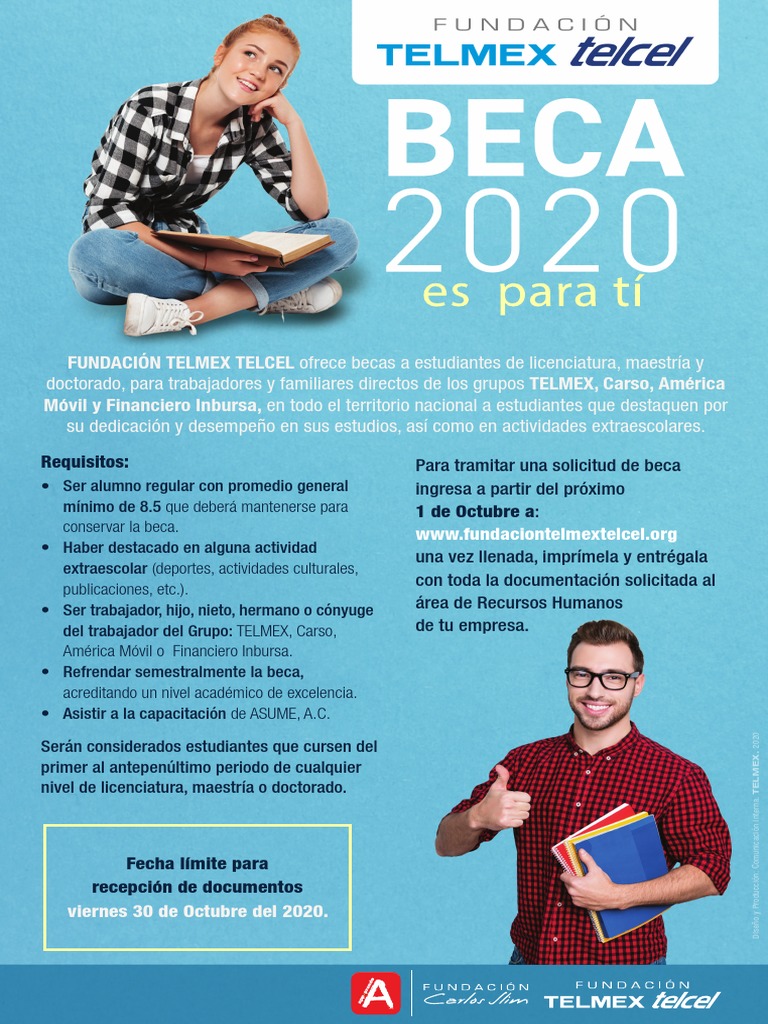 Cartel Beca Fundacion TELMEX TELCEL 2020 | PDF