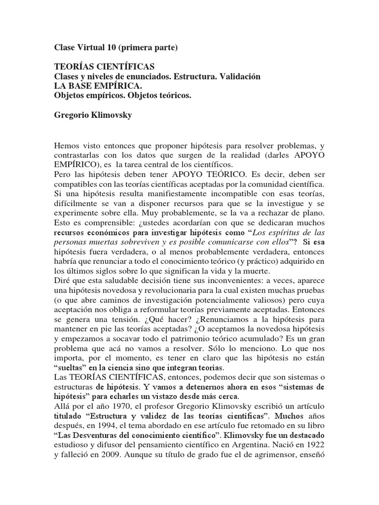 Clas Virtual 9 Klimovsky PDF | PDF | Proposición | Teoría
