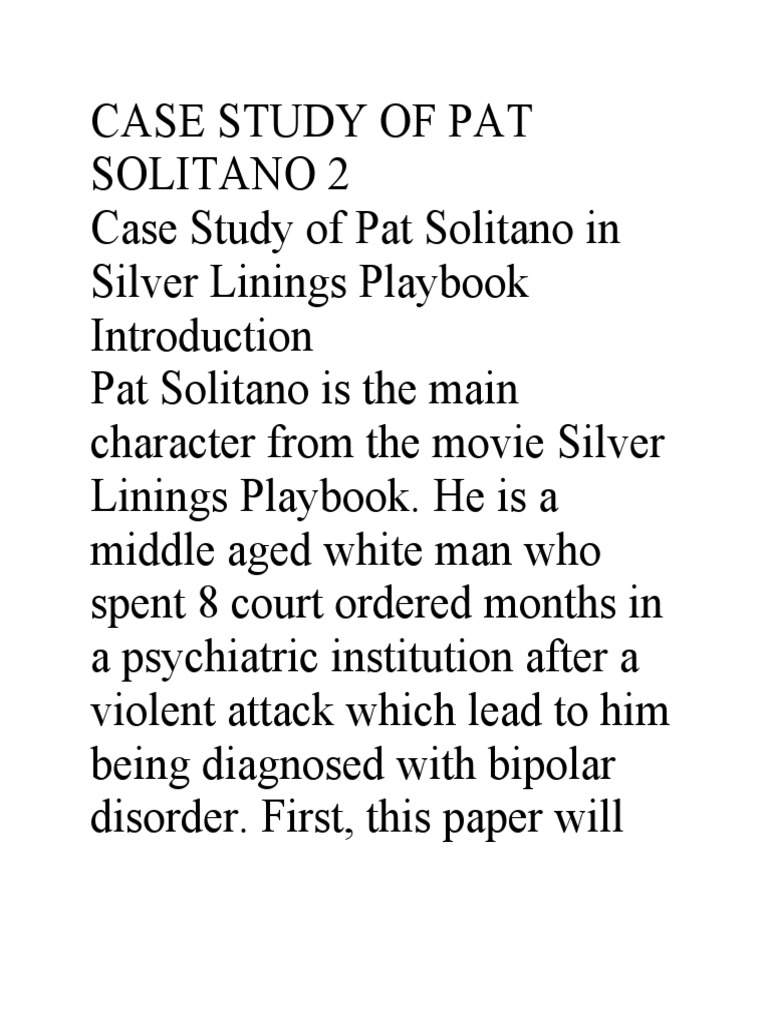 Case Study of Pat Solitano 2 | PDF | Bipolar Disorder | Mental Disorder