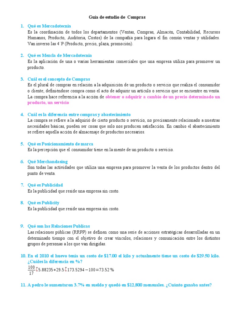 Guía de Estudio de Compras | PDF