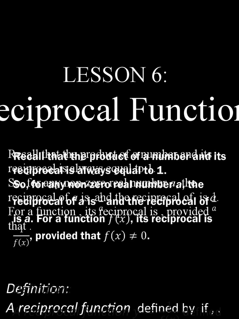 Reciprocal Functions | PDF | Asymptote | Function (Mathematics)