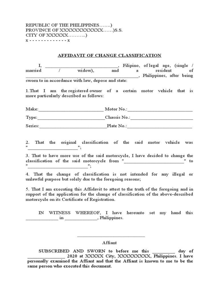 Affidavit of Change Classification - SCRIBD | PDF