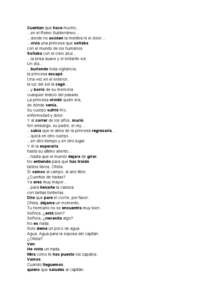 El Laberinto Del Fauno - Verbos | PDF