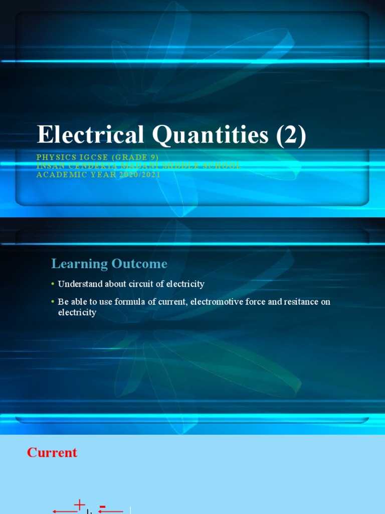 Electrical Quantities (2) : Physics Igcse (Grade 9) Insan Cendekia ...