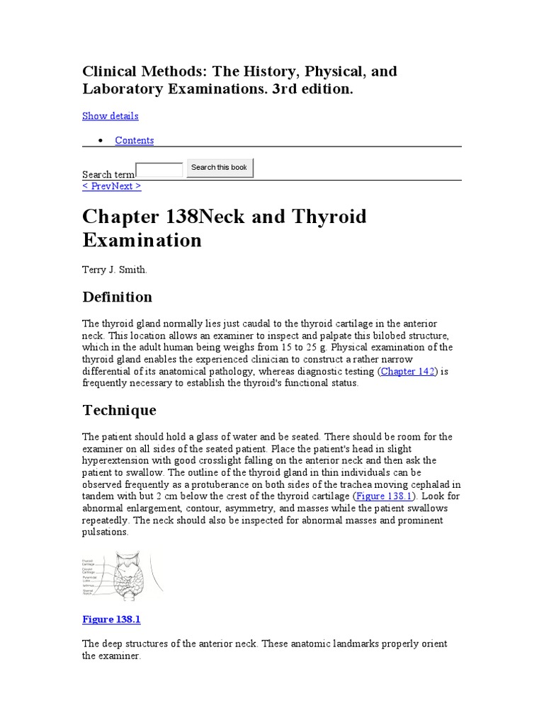 Chapter 138neck and Thyroid Examination | PDF | Thyroid Stimulating Hormone | Hyperthyroidism