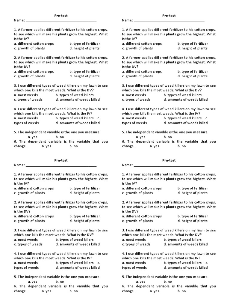IV and DV Identification Test | PDF | Weed | Herbicide