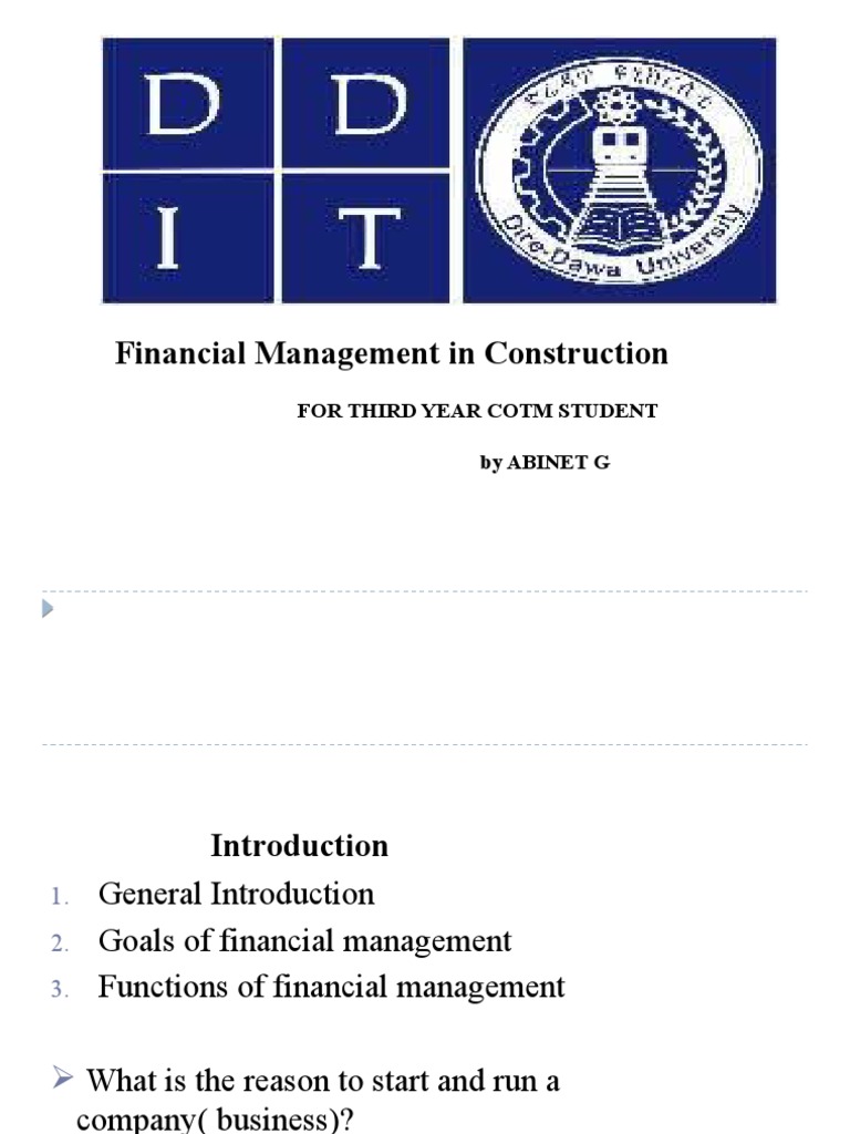 Financial Management in Construction: For Third Year Cotm Student by ...
