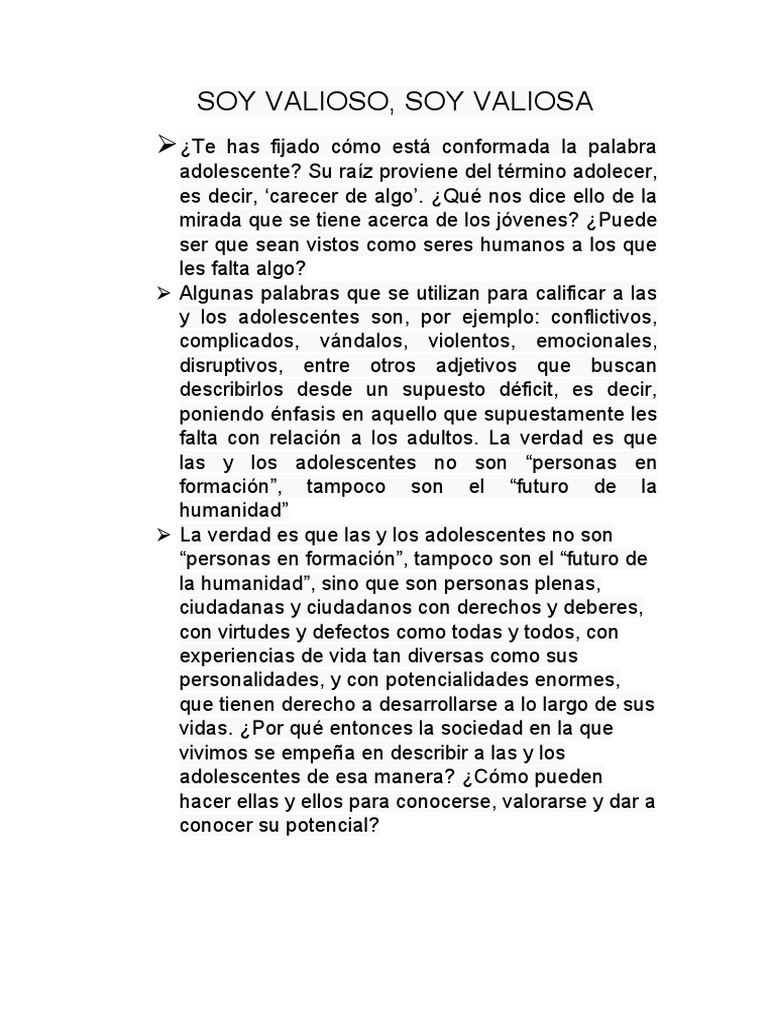 (Sem, 14) SOY VALIOSO | PDF | Póster | Publicidad