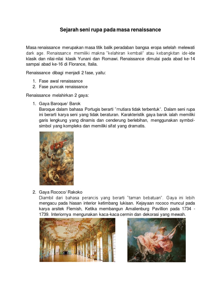 Sejarah Seni Rupa Pada Masa Renaissance | PDF