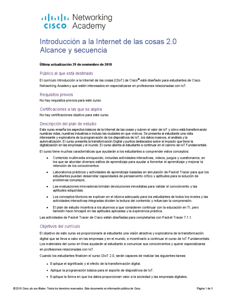 I2IoT v2.0 Scope and Sequence PDF | PDF | Internet de las Cosas | Automatización