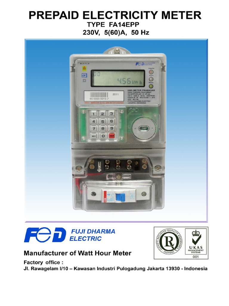Brosur KWH Meter Prabayar Electronic 1 Phase Fuji PDF | PDF