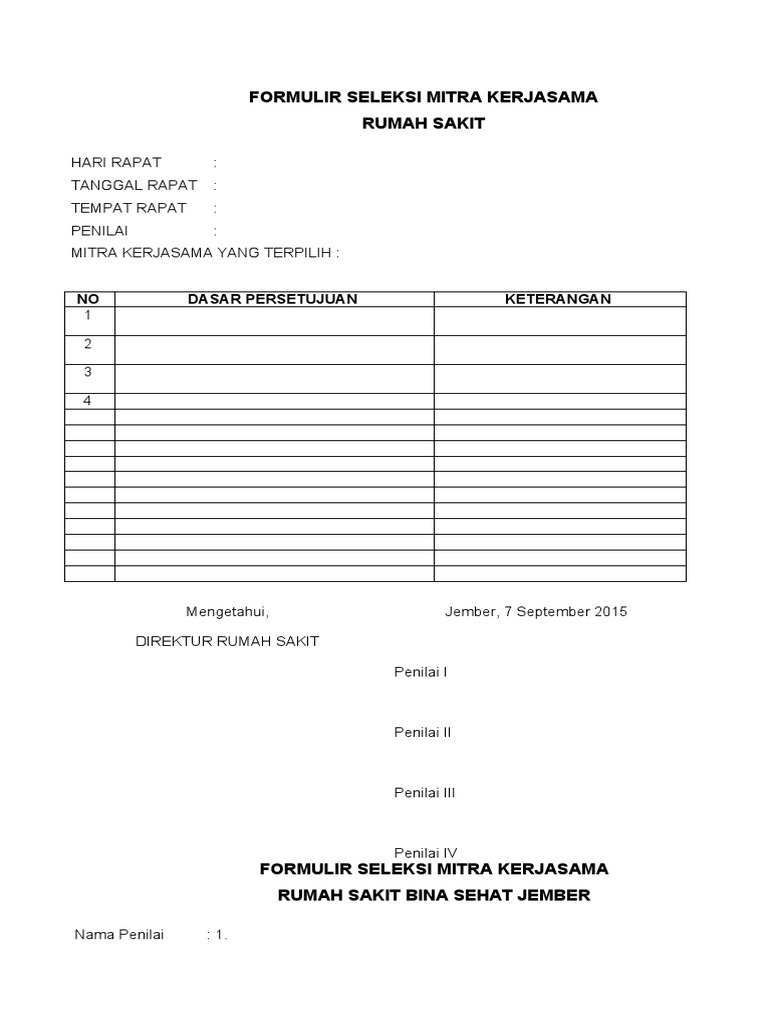 Formulir Seleksi Mitra | PDF