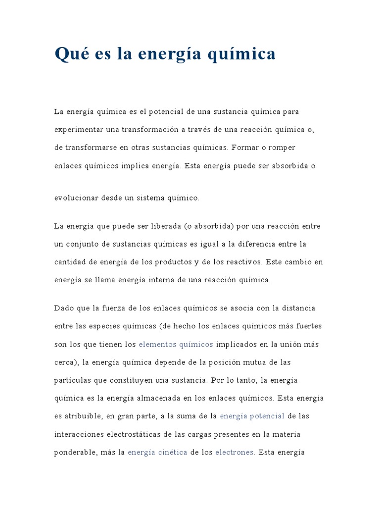 Definición y características de energía química | PDF | Salud y bienestar