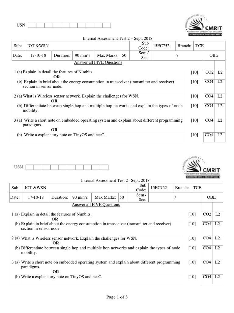IAT-II Question Paper With Solution of 15EC752 IoT and Wireless Sensor ... IAT-II Question Paper With Solution of 15EC752 IoT and Wireless Sensor ...