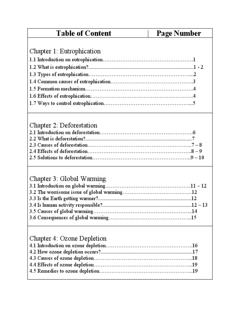 Table of Content - Page Number: Chapter 1: Eutrophication | PDF | Ozone ...