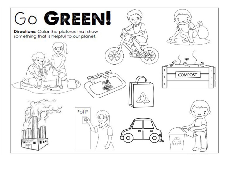 Go Green Worksheet PDF | PDF