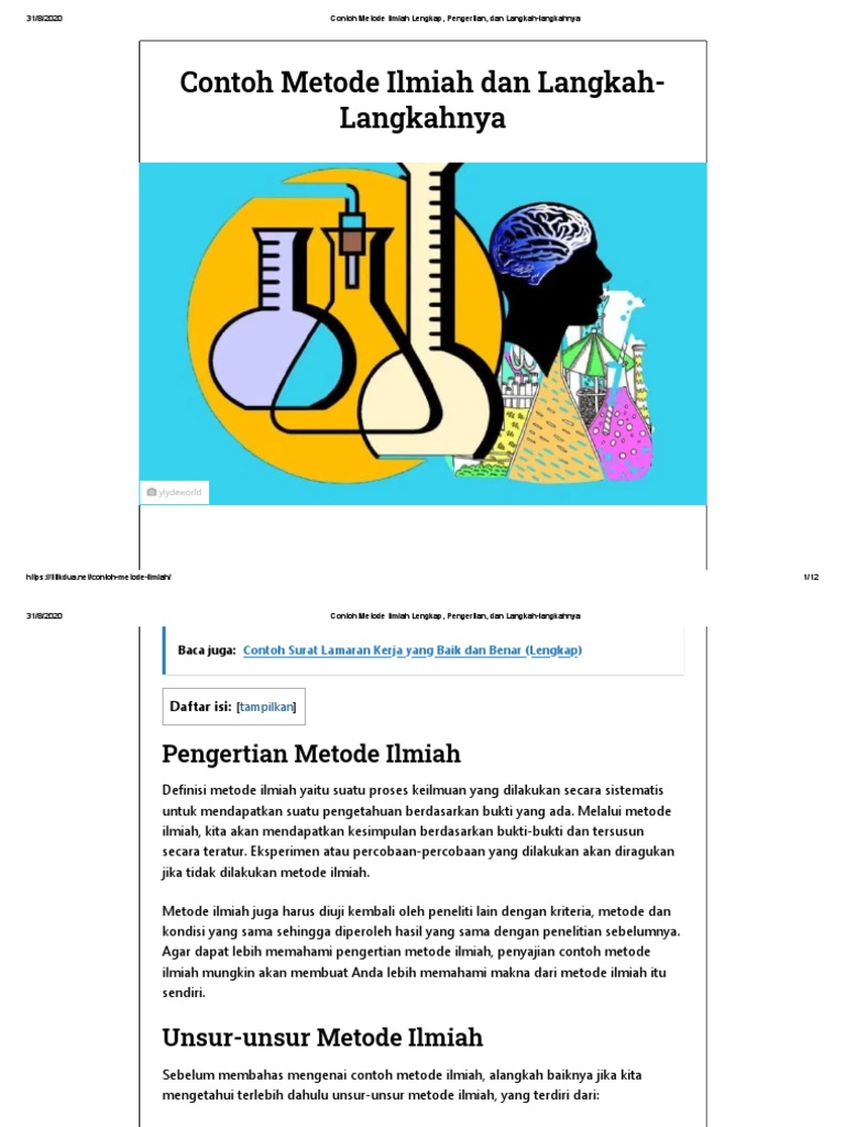 Contoh Metode Ilmiah Lengkap, Pengertian, Dan Langkah-Langkahnya | PDF